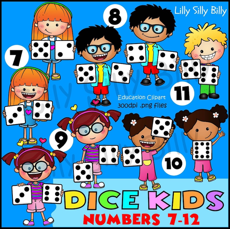 Dice Kids. Numbers 7-12. Clipart of Kids With Dice. Small - Etsy
