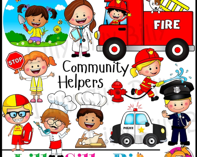 Community Helpers PLUS* - BLACK and WHITE/ and Full Color Clipart ...