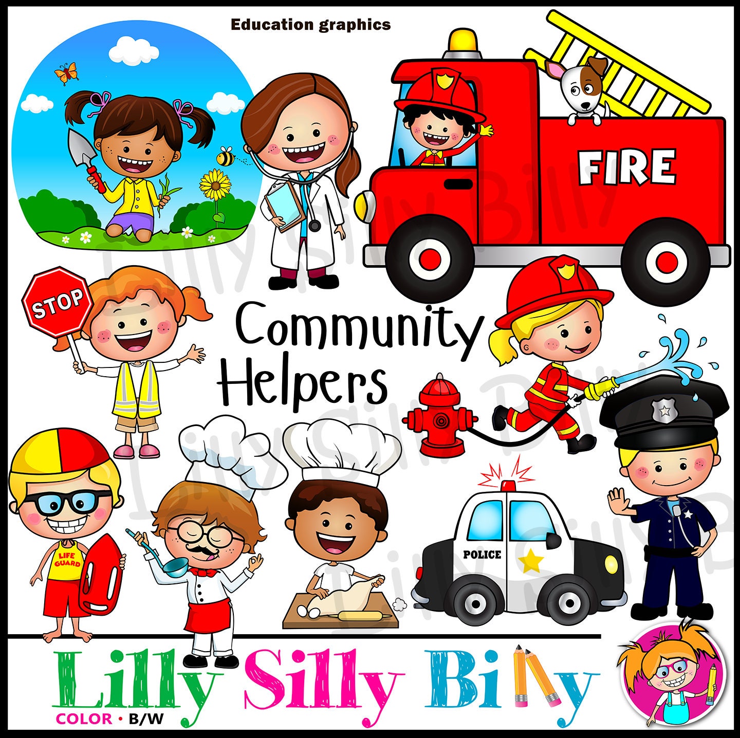 Community Helpers Printables And Clip Art Black And White