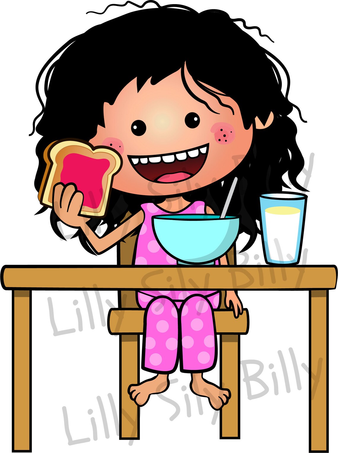 Morning Routine. Clipart in Black & White/ Full Color. Small Commercial ...
