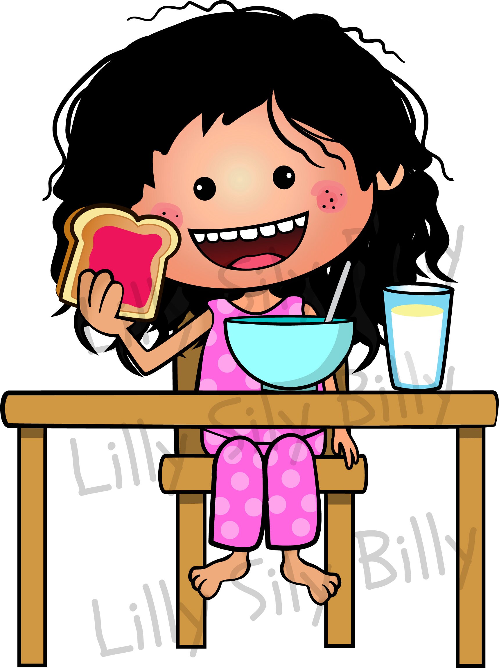 Morning Routine. Clipart in Black & White/ Full Color. Small - Etsy