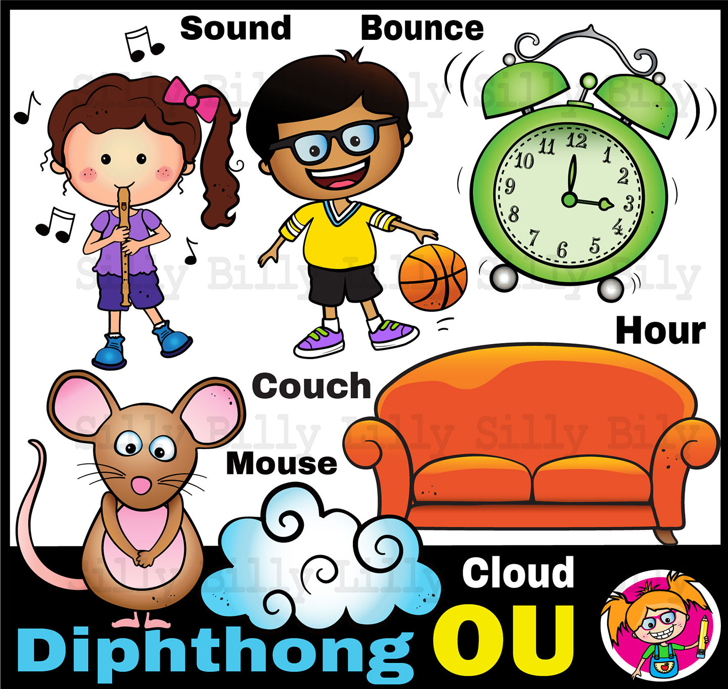 Diphthong BUNDLE. Phonics illustrierte Wörter Clipart in - Etsy.de
