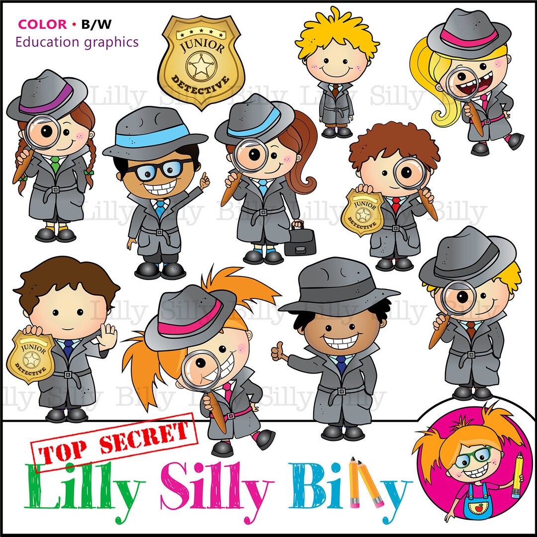 Educación Clipart Detective Junior Lilly Silly Billy - Etsy México
