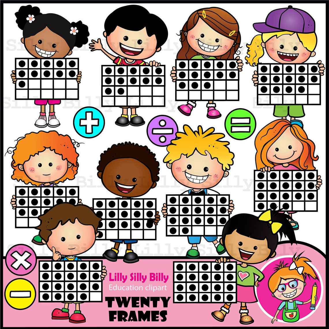 TWENTY FRAME Kids. 60 Image Clipart BUNDLE. 0-20 Counting | Etsy