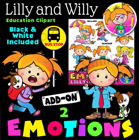 Emotions Clipart Lilly and Willy 2. Super Sweet digital | Etsy