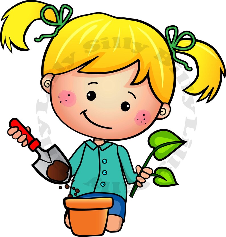 Gardening Kids Clipart | Super Sweet Kids in the Garden | Planting and ...