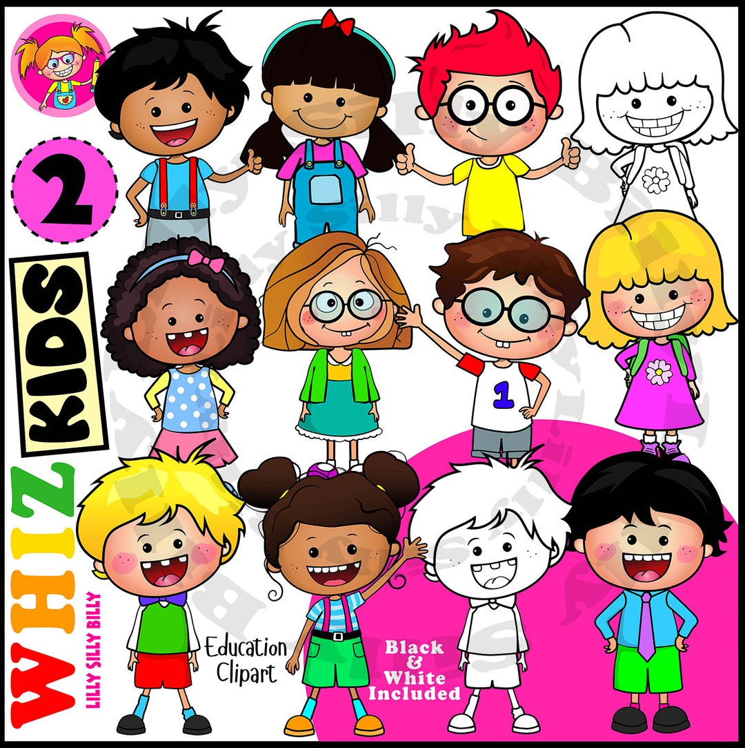 Whiz Kids 2. Clipart in Color & Black/white. {lilly Silly Billy}. Small ...