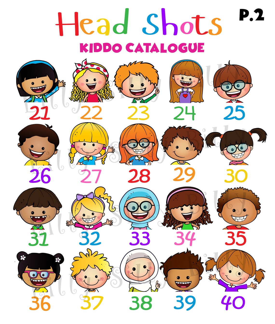 Head Shots 60 X 1.5 Inch Cropped Character Clipart. lilly - Etsy