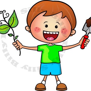 Gardening Kids Clipart | Super Sweet Kids in the Garden | Planting and ...