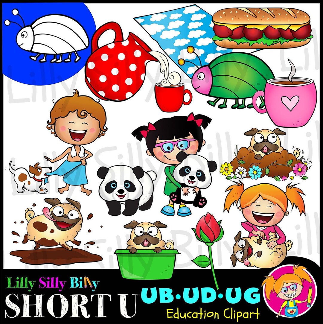 CVC - Short U Vowel MINI SET 1 (ub, Ud, Ug,) - B/W & Color Clipart ...