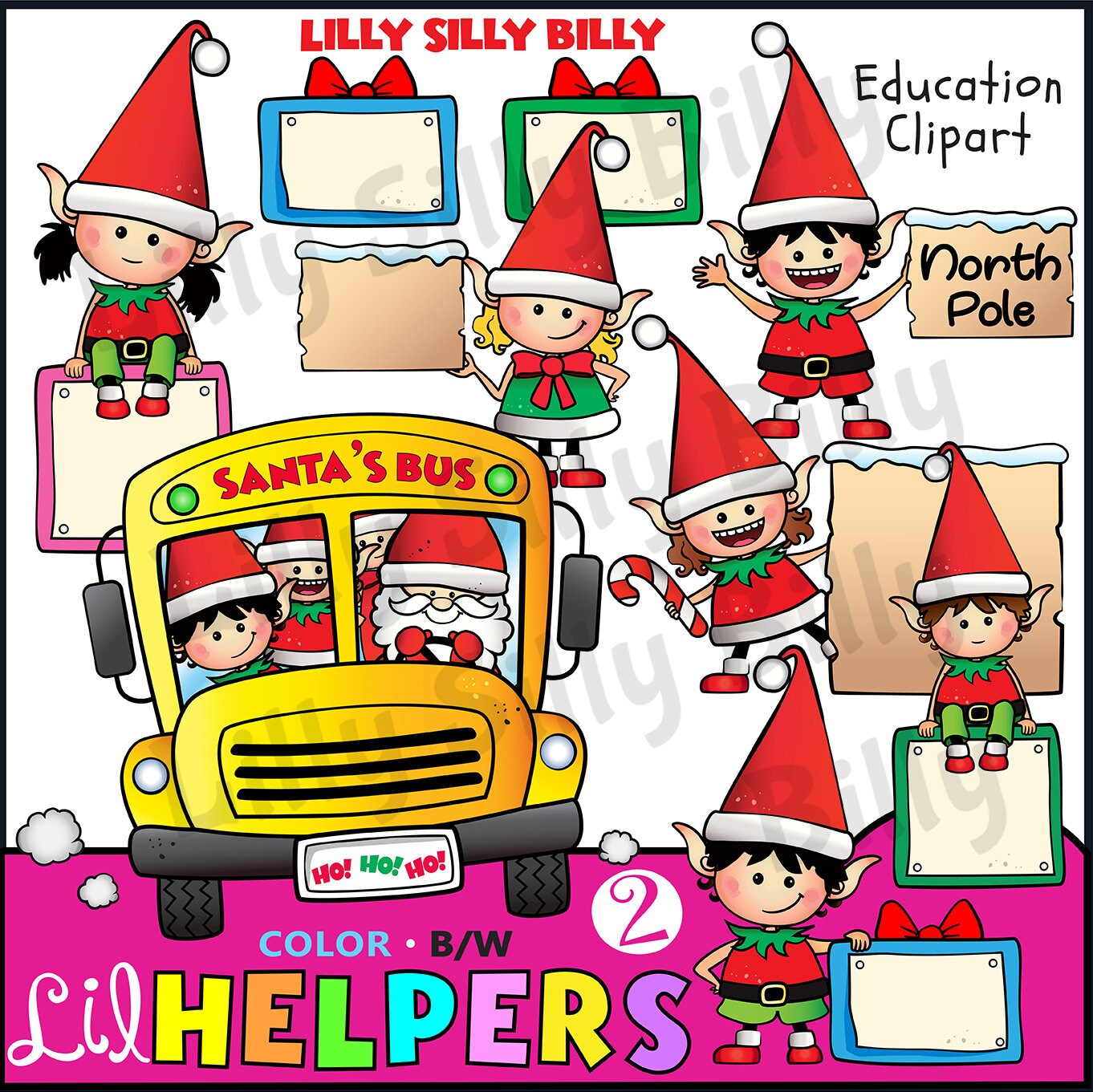 Lil Helpers Clipart BUNDLE. Full Color PLUS Black and White - Etsy