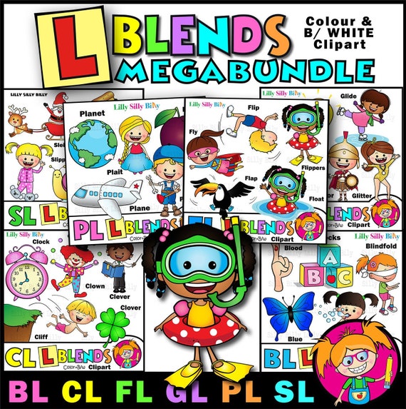 L Blends BIG BUNDLE Black and White and Color Clipart. - Etsy
