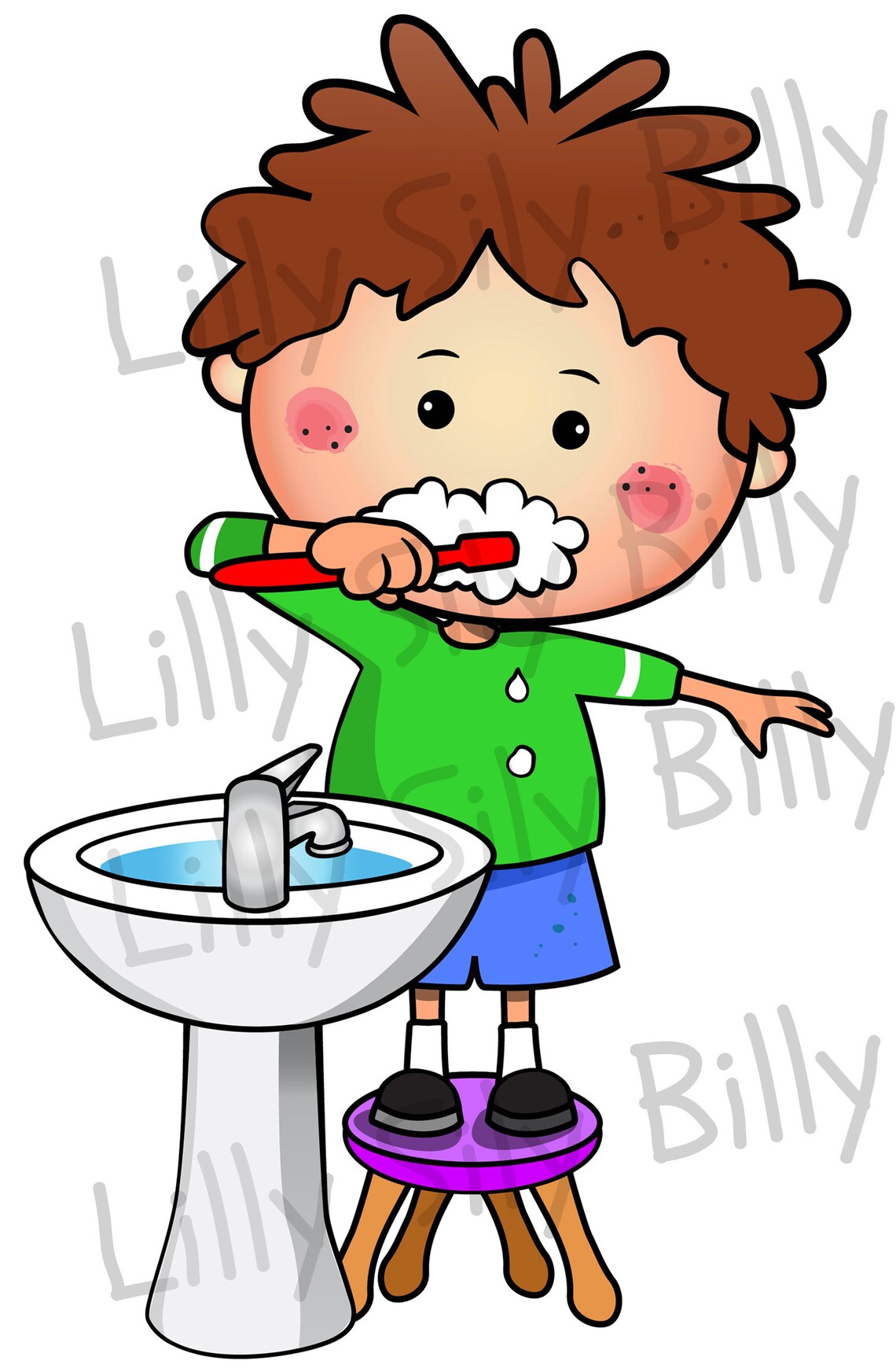 Morning Routine - Milo and Lilly. Sequential Clipart in Black & White ...