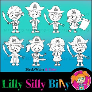 Pirate Treasures, Black and White & Color Clipart, Adventure, Pirates ...