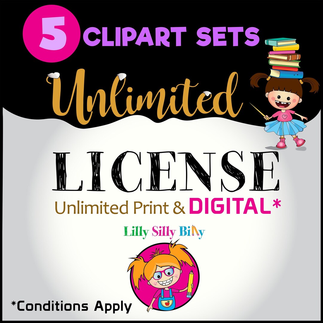 Unlimited* Digital and Print License - for FIVE Clipart Sets ...
