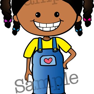 Happy BIG Kids Clipart. BLACK and WHITE and Color, Education Graphics ...