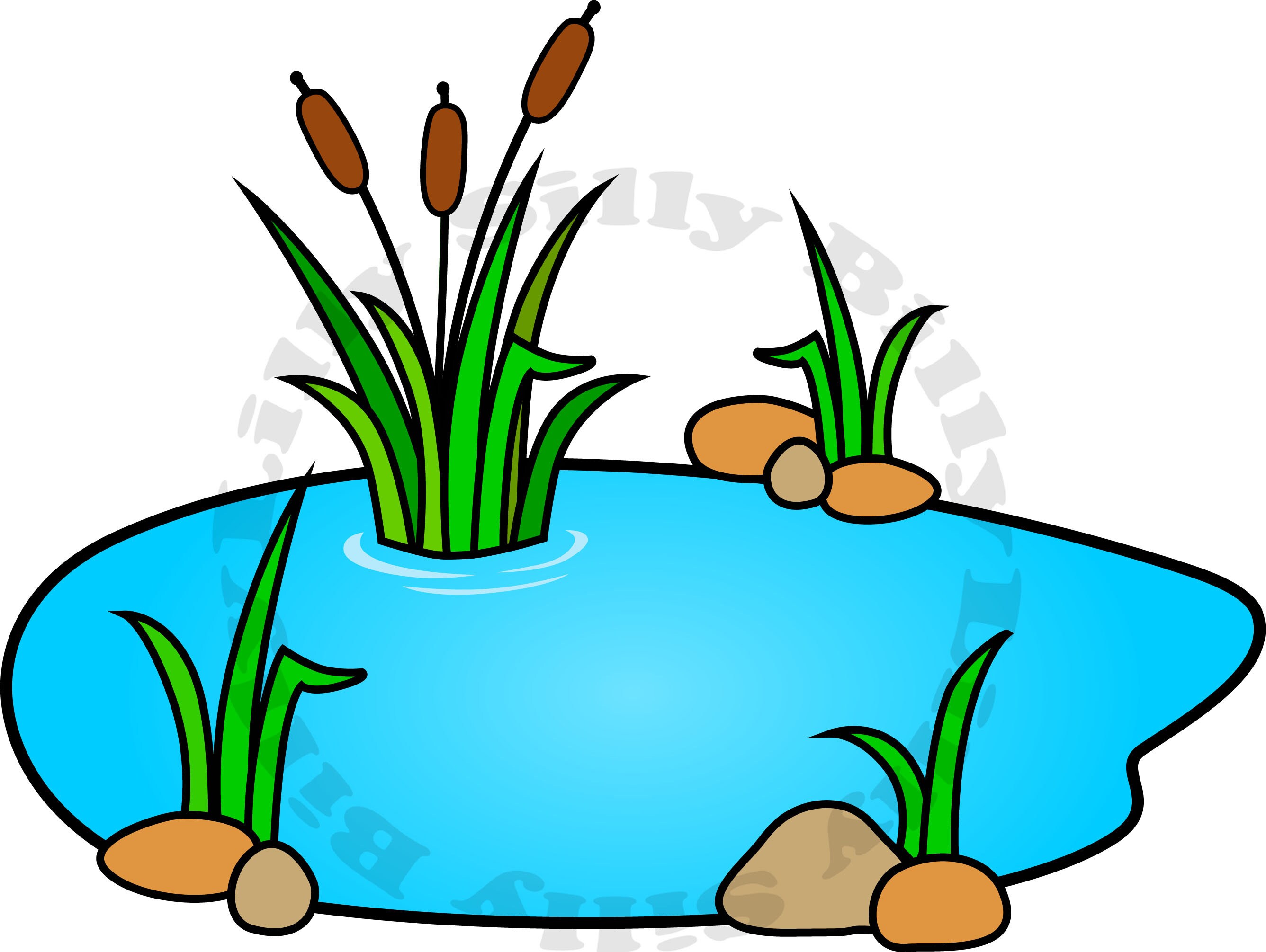 Pond Life, Clipart. Black & White and Full Color Graphics. Frog and ...