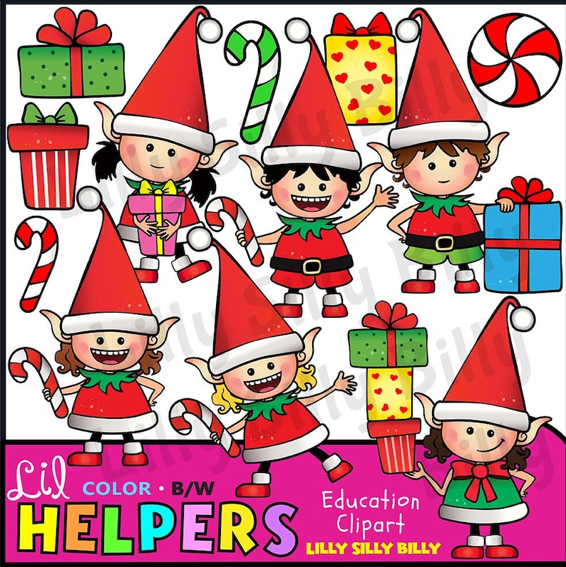 Lil Helpers Clipart BUNDLE. Full Color PLUS Black and White | Etsy