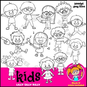 Kids. Clipart in Color & Black/white. {lilly Silly Billy}. Small ...