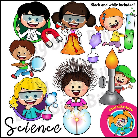 SCIENCE. Clipart in Color & Black/white. lilly Silly Billy | Etsy