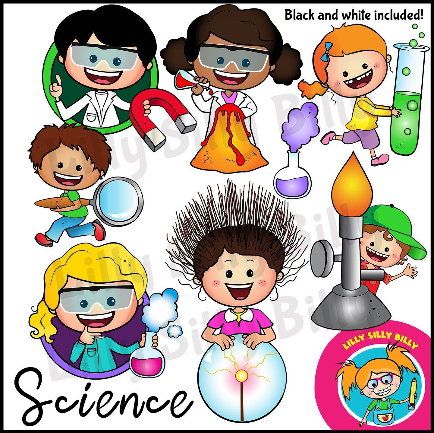 Science Clip Art For Kids Black And White