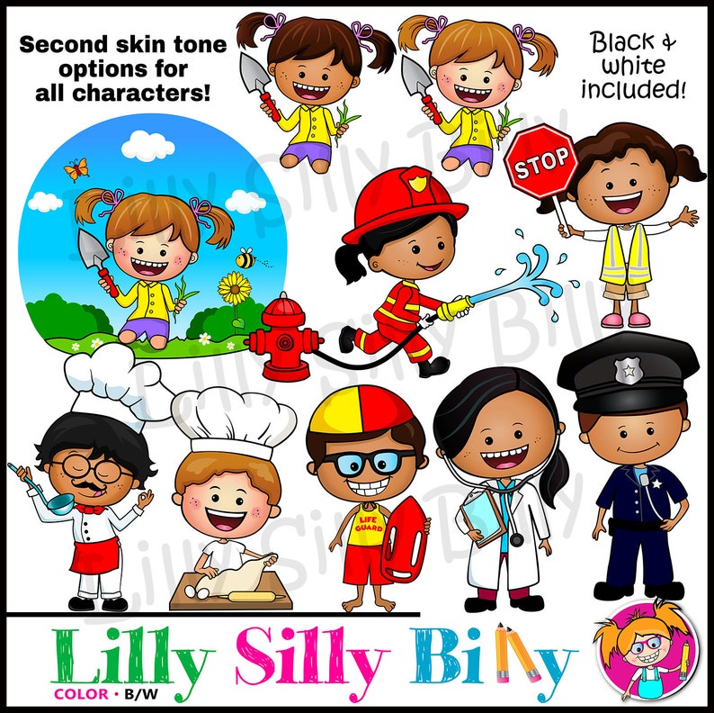 Community Helpers PLUS* - BLACK and WHITE/ and Full Color Clipart ...