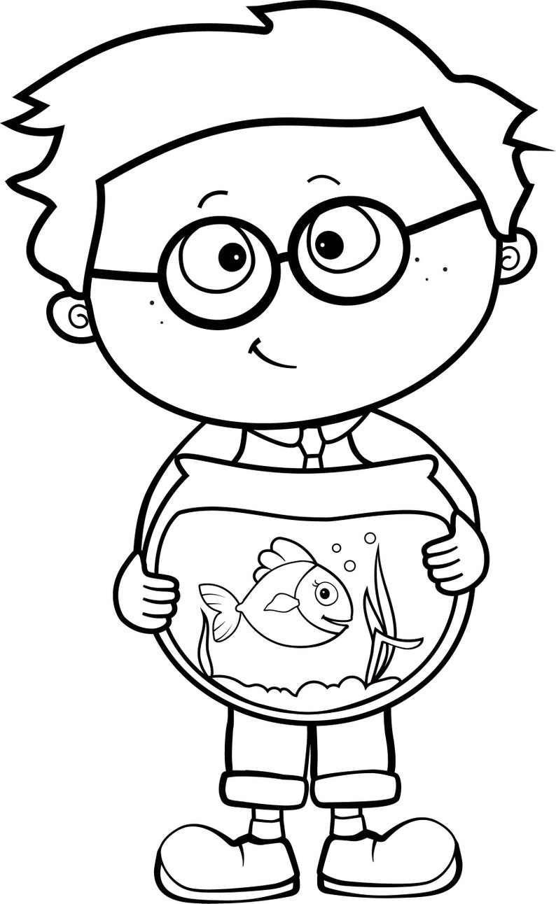 Smiley Squirts. Clipart Kids in Color & Black/white. Small Commercial ...