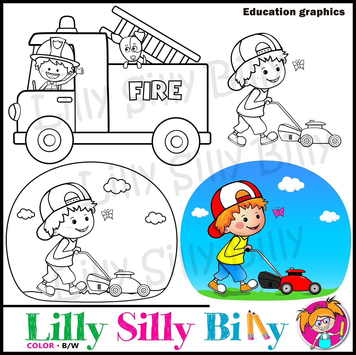 Community Helpers PLUS* - BLACK and WHITE/ and Full Color Clipart ...