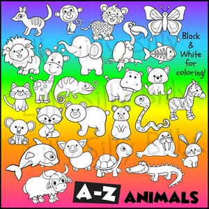 Animals A-Z, Clipart. Black & White and Full Color Graphics ...