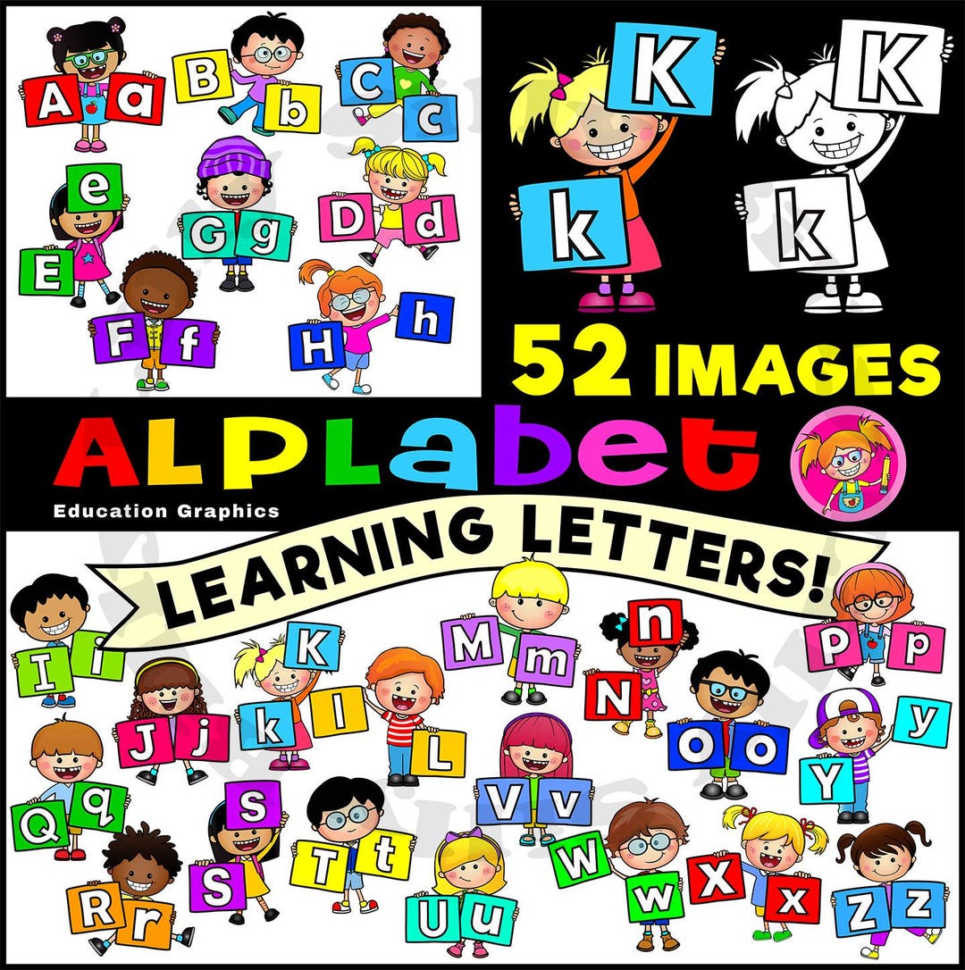 Alphabet Learning Letters BUNDLE (letters A - Z). 52 Images. Colored ...
