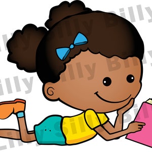 READING. Clipart in Color & Black/white. {lilly Silly Billy} - Etsy