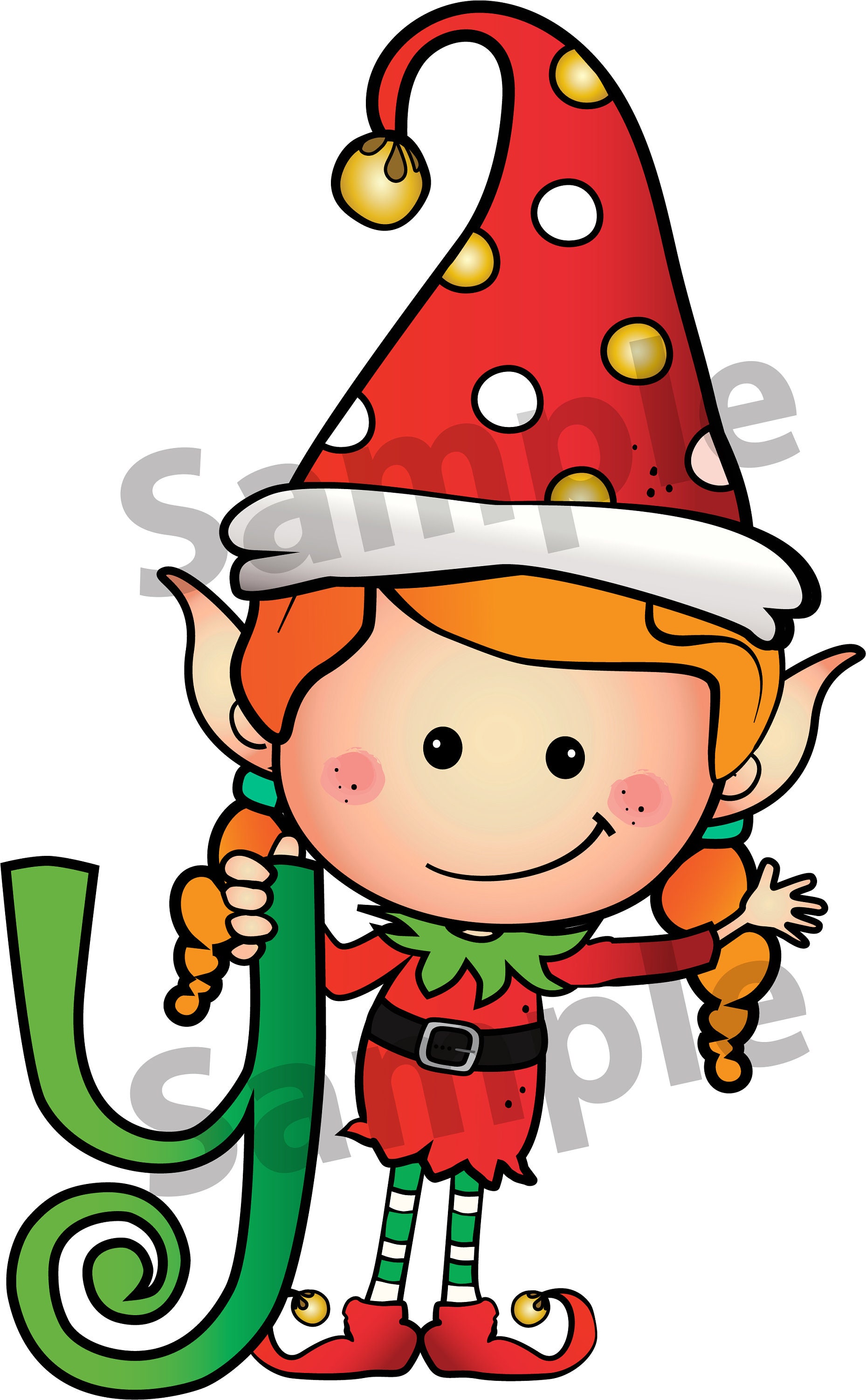 Christmas Cheeky Elves BLACK and WHITE/ and Full Color | Etsy