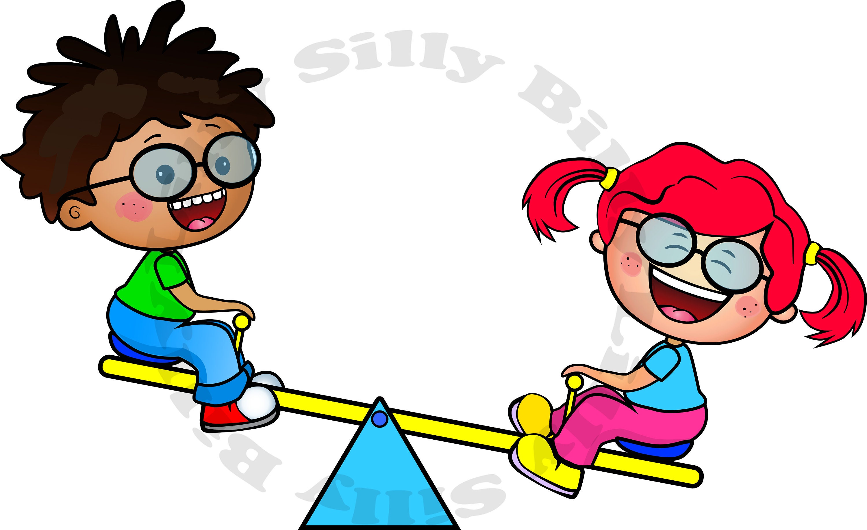 Playground Clipart - Kids in the School Playground, Swing, See-saw ...