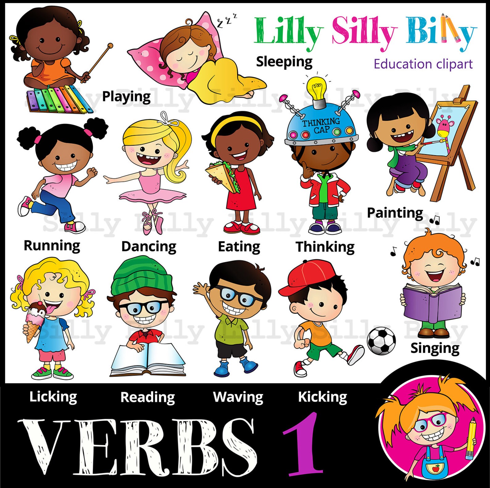 VERBS 1-2-3 Bundle - Clipart for Small Commercial and Education Use ...