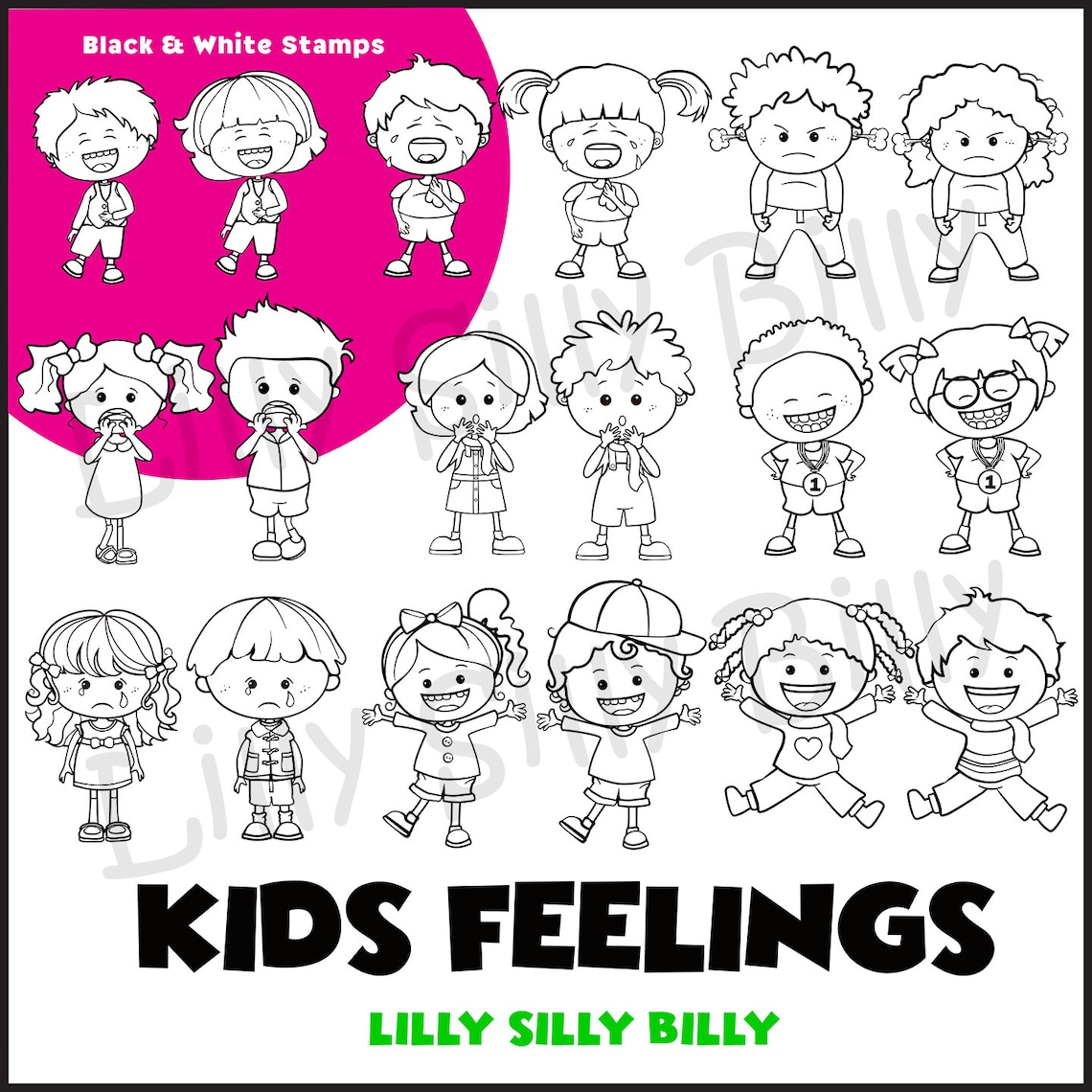 Kids Feelings Clipart Super Sweet Digital Images for Small - Etsy
