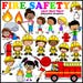 Fire Safety. Clipart Illustrations of Fire Fighters and Fire Awareness ...