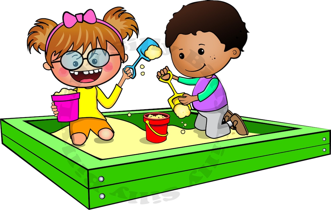 Playground Clipart - Kids in the School Playground, Swing, See-saw ...