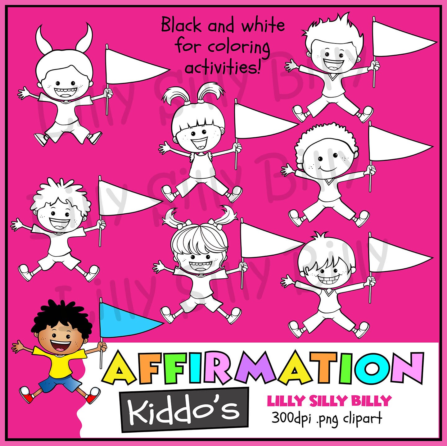 Positive Affirmations Clipart in BLACK & WHITE/ Full Color. - Etsy
