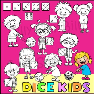 Dice Kids. Numbers 1 - 6. Clipart of Kids With Dice. Small Commercial ...
