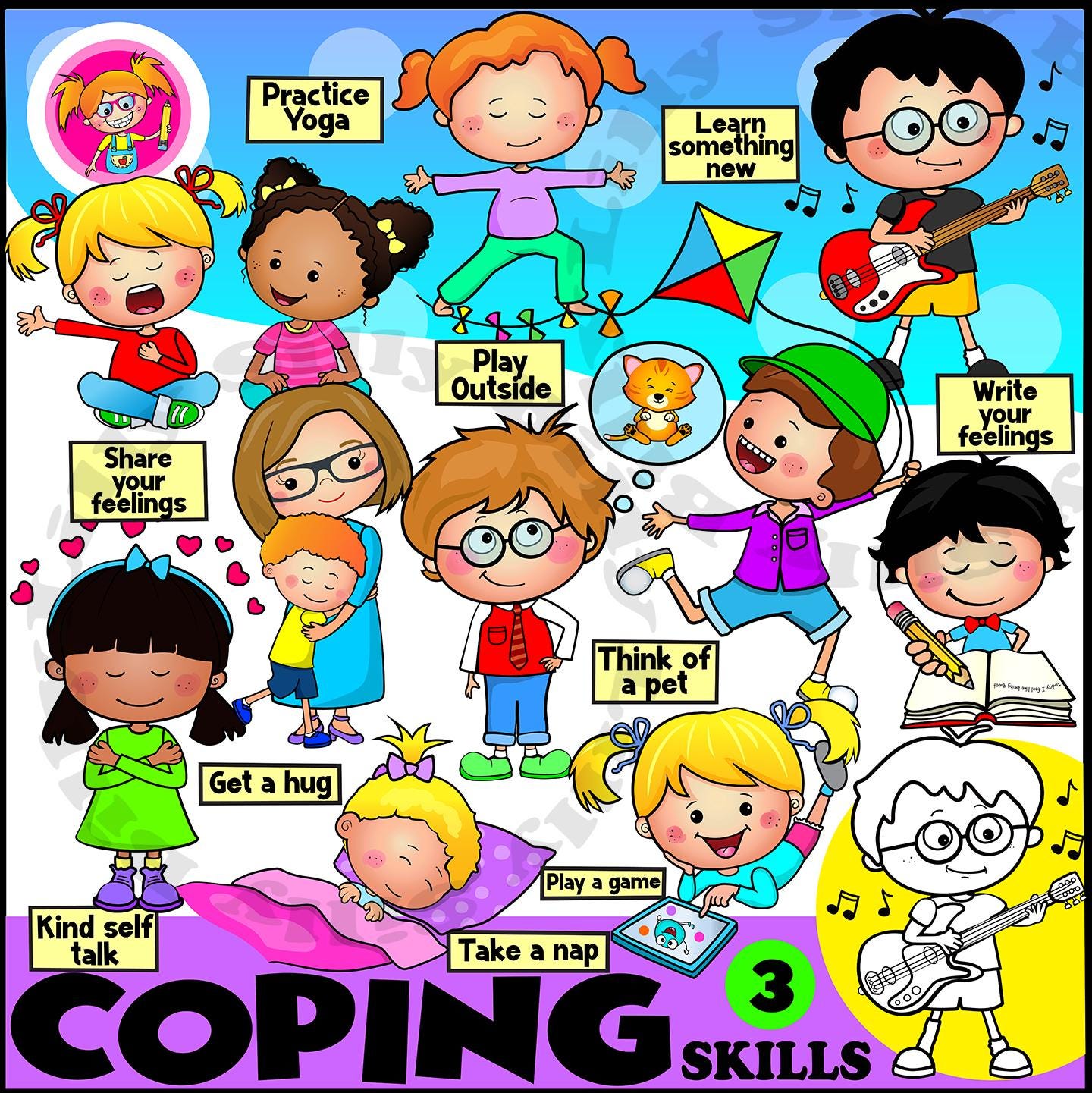 Coping Skills 4. BLACK and WHITE and Full Color Images. Education ...