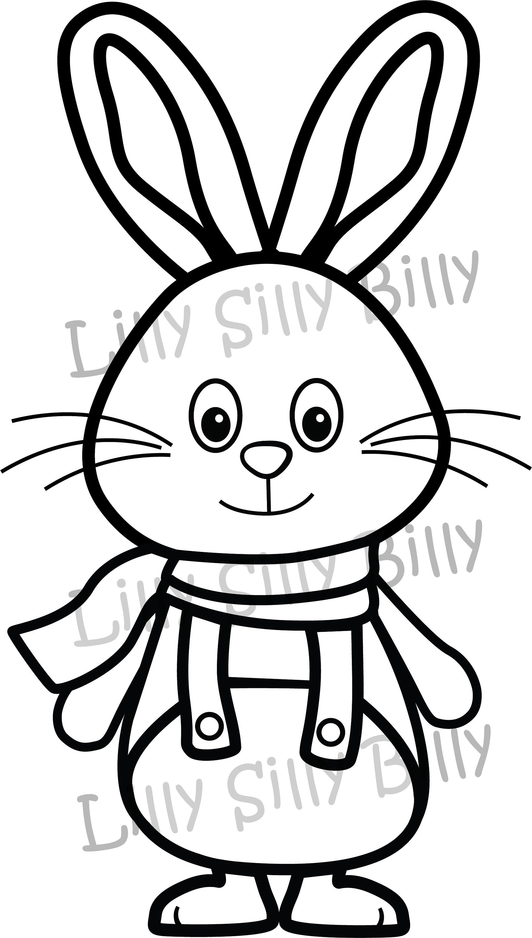 Hoppy Easter Clipart in BLACK & WHITE/ Full Color. Small - Etsy