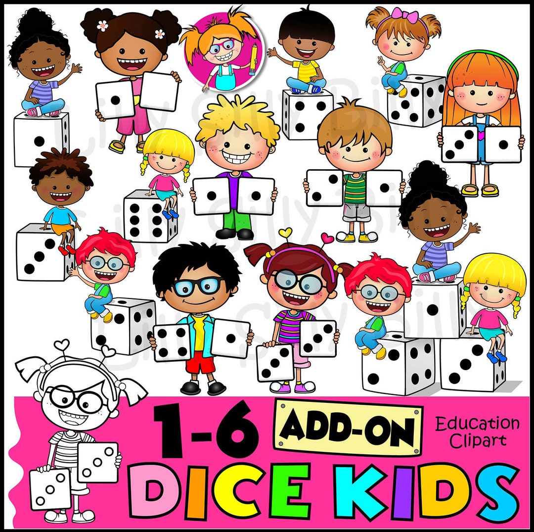 Dice Kids. Numbers 1 - 6 - ADD-ON. Clipart of Kids With Dice. Small ...