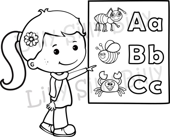 Preschool Kids Clip Art Black And White