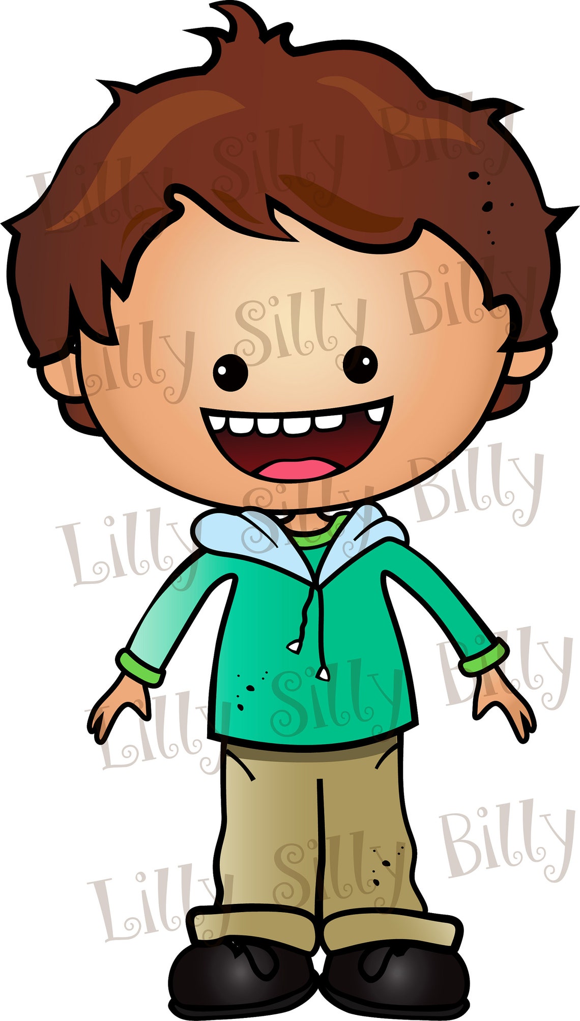 Little BIG Kids. BLACK and WHITE and Full Color Clipart Set. | Etsy