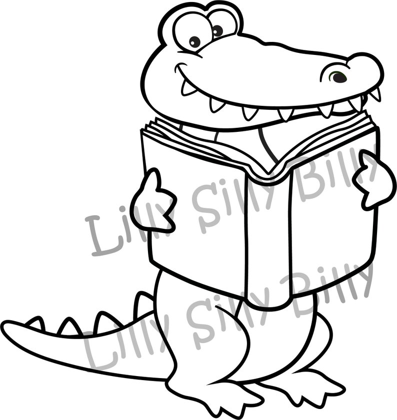 Animals READING, A-Z, Clipart. Black & White and Full Color Graphics ...