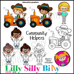 Community Helpers PLUS* - BLACK and WHITE/ and Full Color Clipart ...