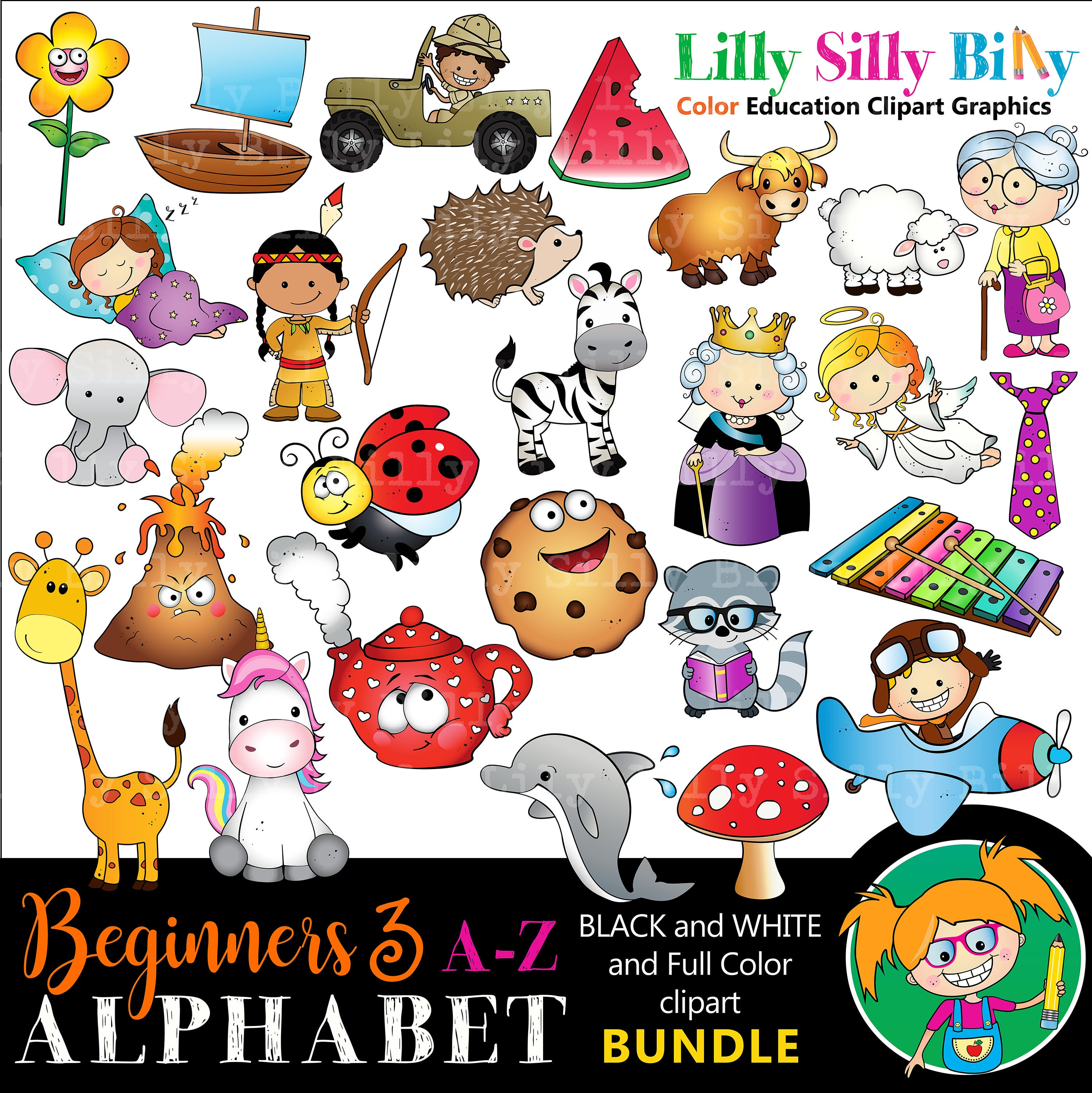 Alphabet Clipart - BLACK AND WHITE and Color Teachers Graphics ...