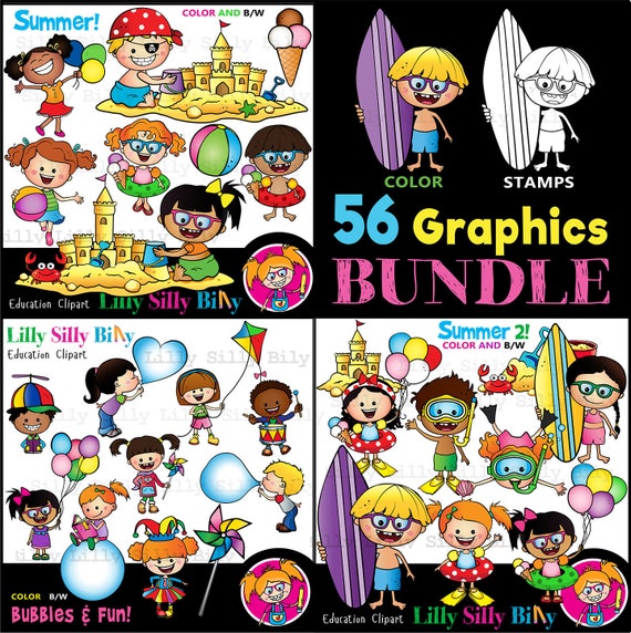 Summer and Bubbles Clipart for small commercial and | Etsy