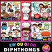Diphthong BUNDLE. Phonics, 192 Clipart Images in Black and White Stamps ...
