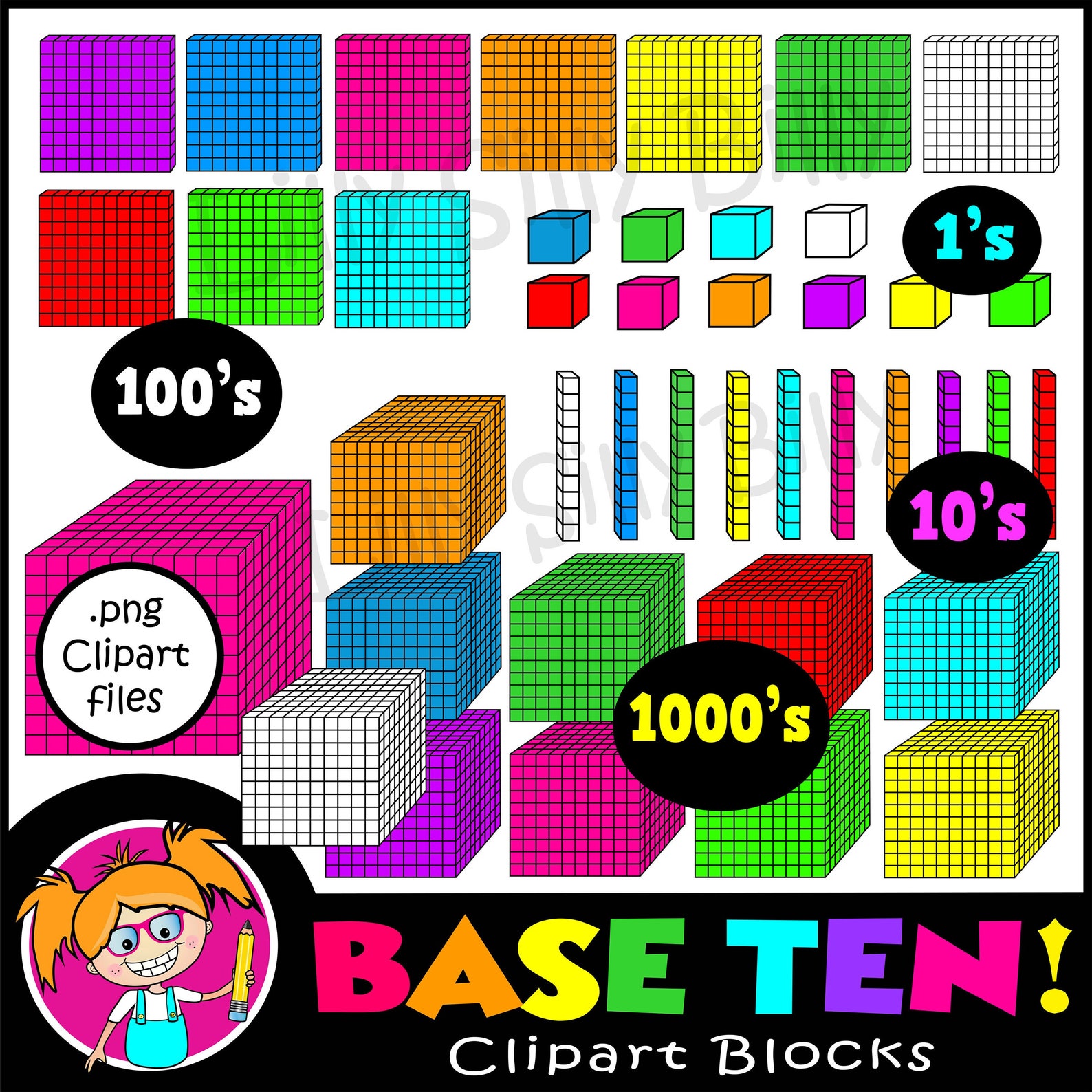 Base 10 Blocks. Clipart for Small Commercial* and Educational Use. - Etsy